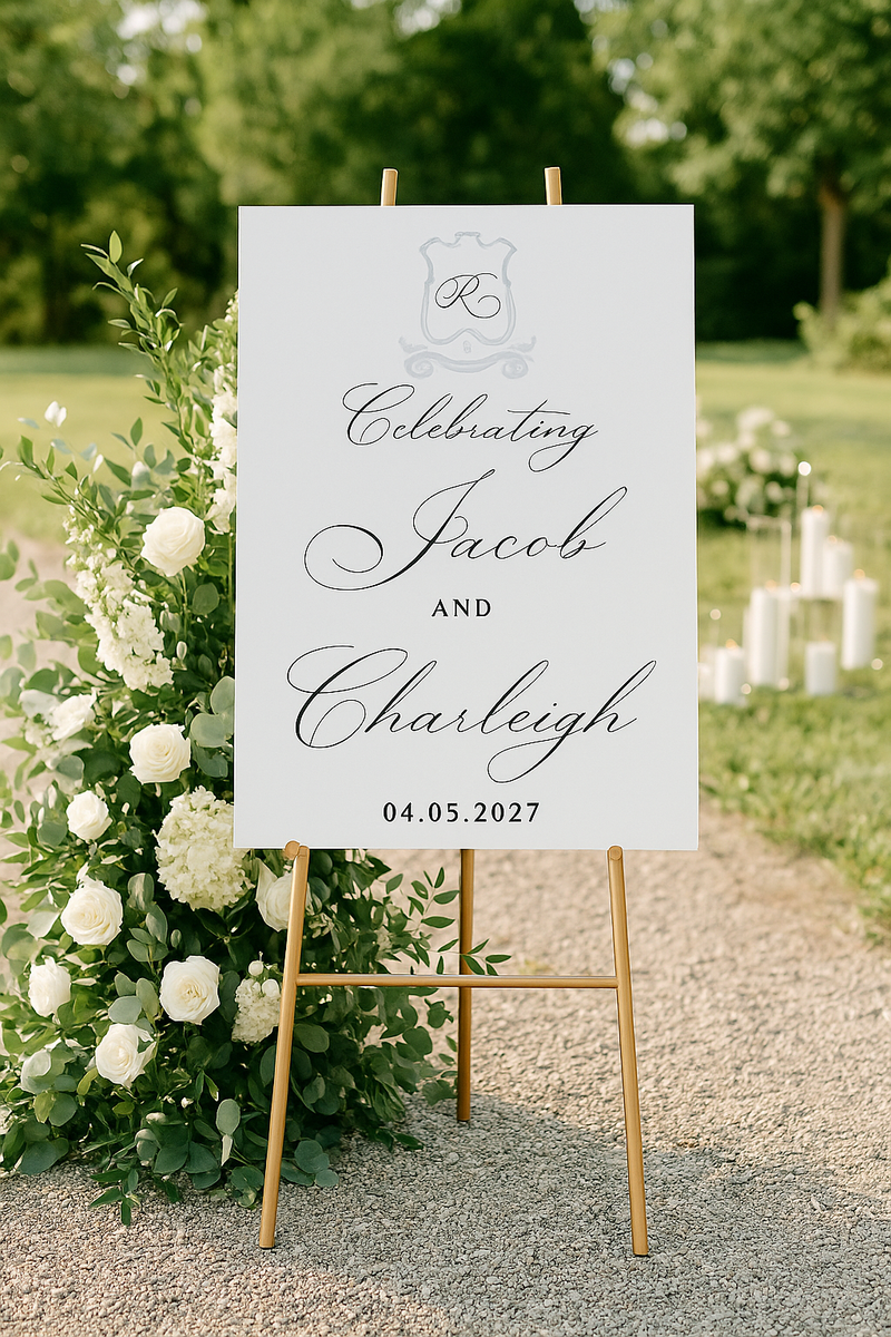 Wedding Crest Welcome Sign | Wedding Shower Sign | Watercolor Sign