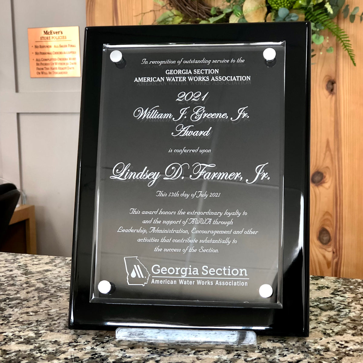 Custom Engraved Floating Plaque | Rosewood Plaques | Recognition Award