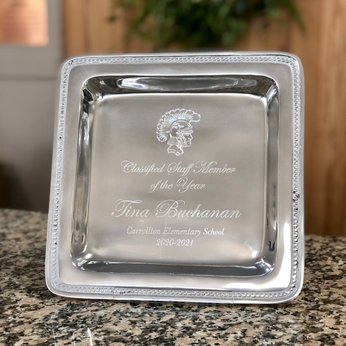 Monogrammed Serving Platter | Engraved Silver Plate | Personalized Tray