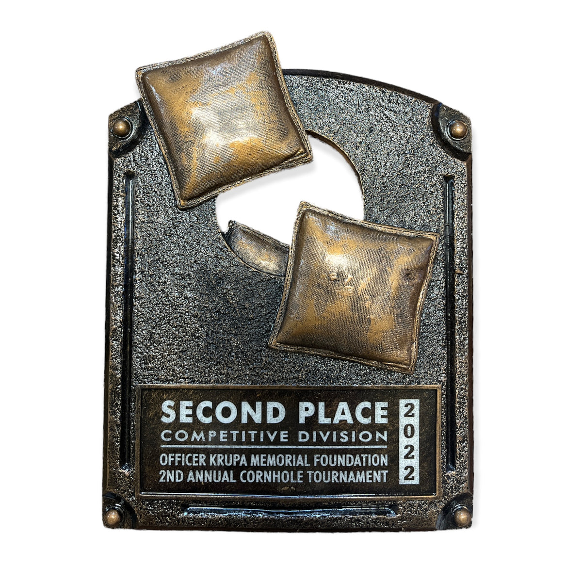 Cornhole Trophy | FREE Engraved Plate | Cornhole Tournament Awards