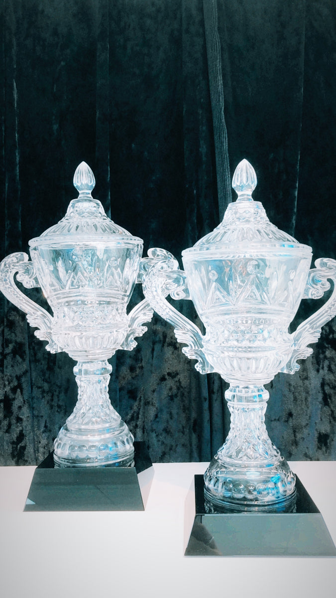 Crystal Cup Trophy on Black Base | Crystal Trophies | Engraved Plate