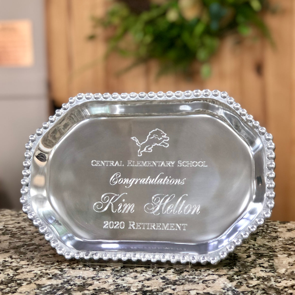 Metal Serving Tray | Personalized Octagon Tray | Engraved Wedding Gift