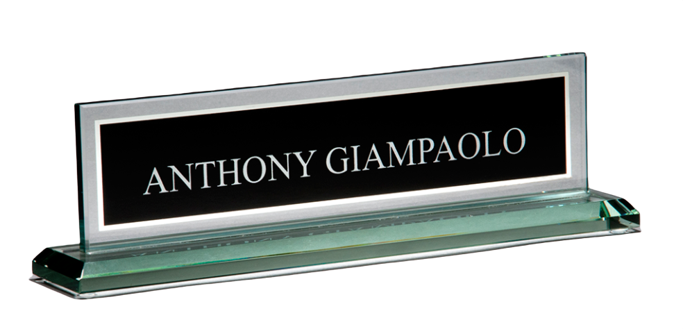 Glass Desk Name Plate | Glass Name Bar | Personalized Glass Name Plate