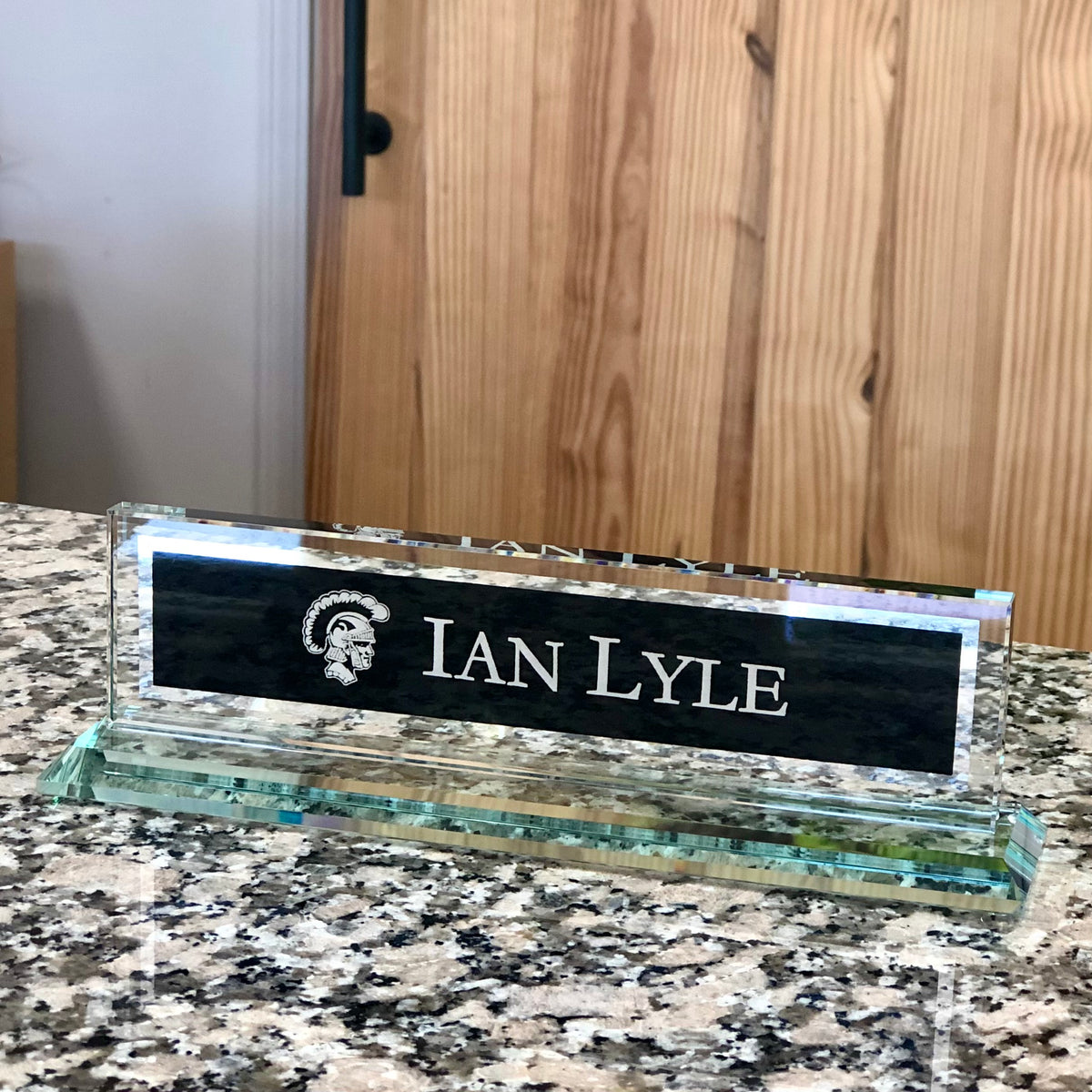 Glass Desk Name Plate | Glass Name Bar | Personalized Glass Name Plate