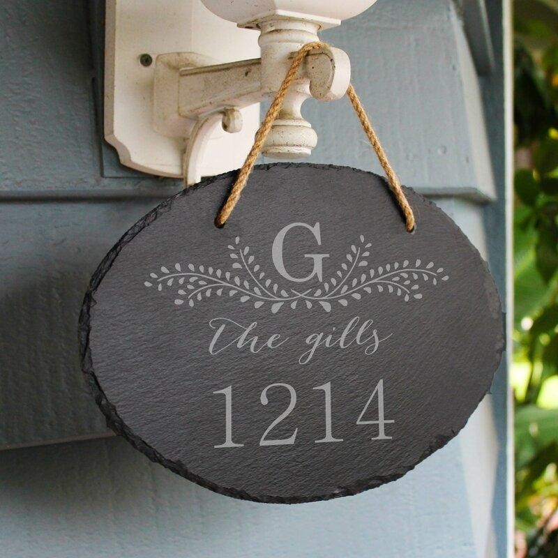 Hanging Slate House Sign | Engraved Slate Sign | Slate Address Sign