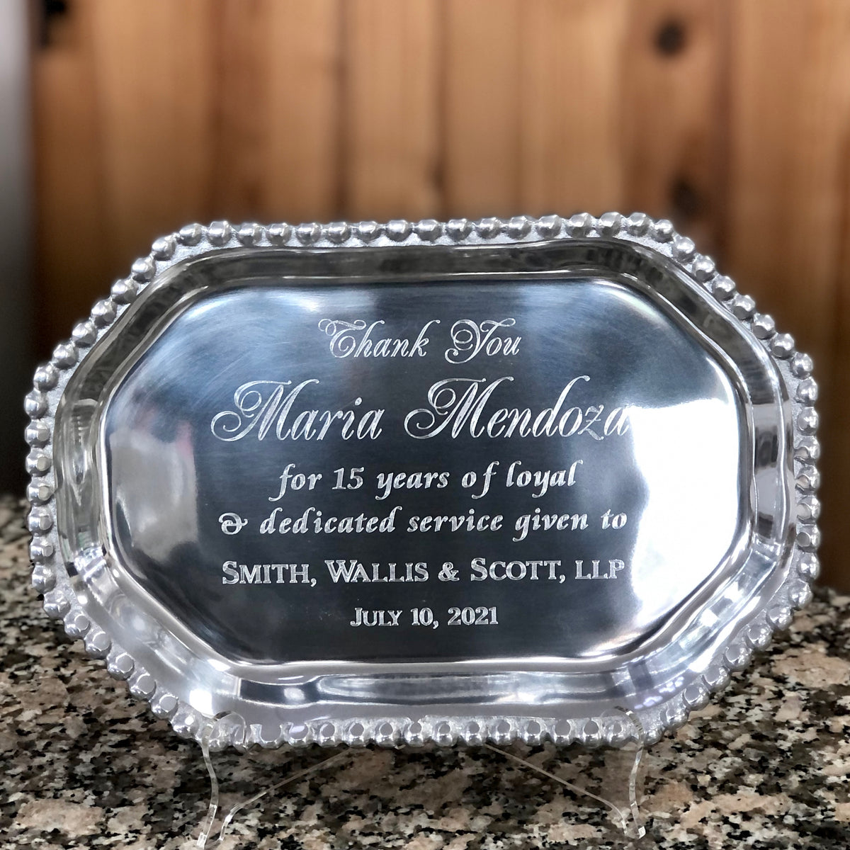 Metal Serving Tray | Personalized Octagon Tray | Engraved Wedding Gift